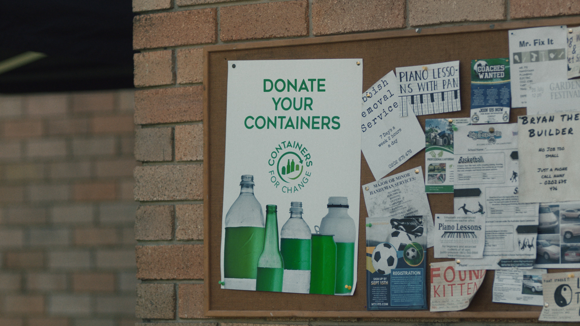 Donate your containers poster on notice board | Containers for Change